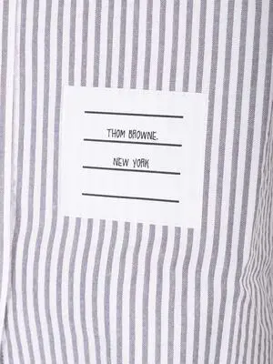 Thom Browne Striped Seersucker Long Shirt - Gray