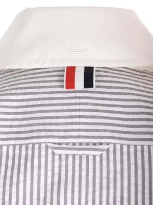 Thom Browne Striped Seersucker Long Shirt - Gray