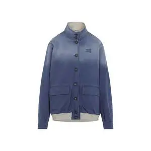 Miu Miu Old Washed Twill Blouson - Blue