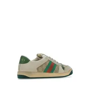 Gucci Canvas And Calf Leather Trainers - Cream