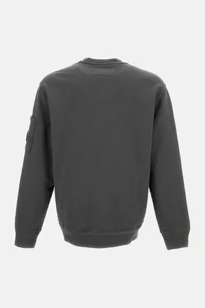 C.P. COMPANY Cotton Diagonal Fleece Crewneck Lens Sweatshirt - Multicolor