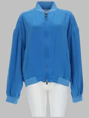 Versace Blouson Con Zip In Popeline Di Seta - Multicolor