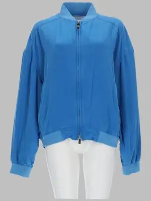 Versace Blouson Con Zip In Popeline Di Seta - Multicolor