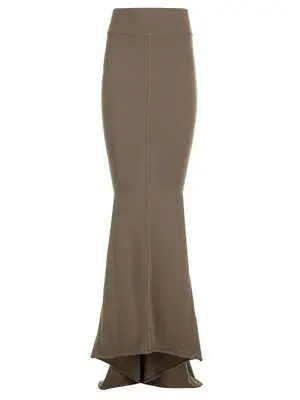 Rick Owens Taupe Knit Midi Skirt - Brown