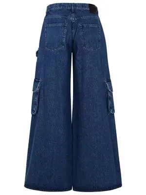 Off-White Cotton Cargo Baggy Jeans