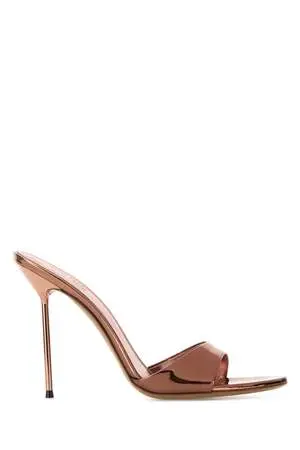 Paris Texas Bronze Leather Lidia Mules - Silver