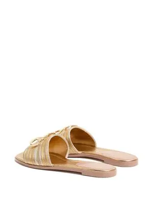 Valentino Garavani Vlogo Signature Leather Flat Sandals - Multicolor