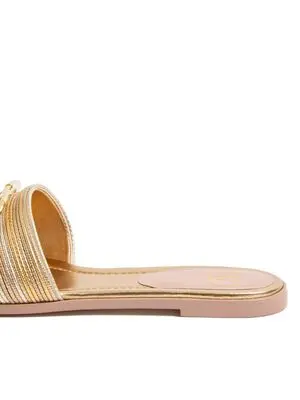 Valentino Garavani Vlogo Signature Leather Flat Sandals - Multicolor