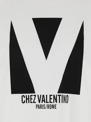 Valentino Garavani Chez' Crewneck T-shirt With Maxi Logo Print On The Front In Cotton