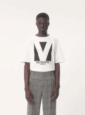 Valentino Garavani Chez' Crewneck T-shirt With Maxi Logo Print On The Front In Cotton