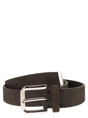 Brunello Cucinelli Inverted Leather Belt With Square Buckle And Toecap - Brown