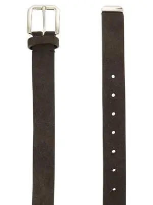 Brunello Cucinelli Inverted Leather Belt With Square Buckle And Toecap
