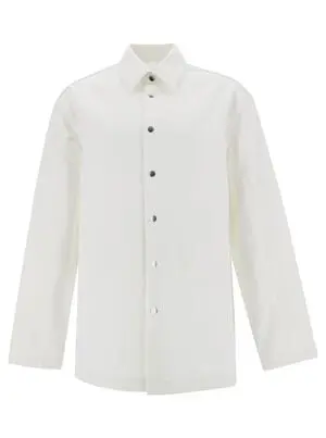 JIL SANDER White Shirt With Embossed Logo In Denim - Multicolor