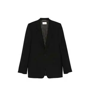 Saint Laurent Virgin Wool Single-breasted Blazer - Black