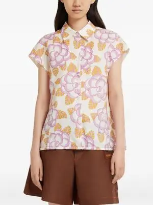 Marni Floral Cap-sleeved Shirt - Multicolor