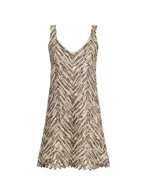 Brunello Cucinelli Sequin Embellished Chevron Dress - Multicolor