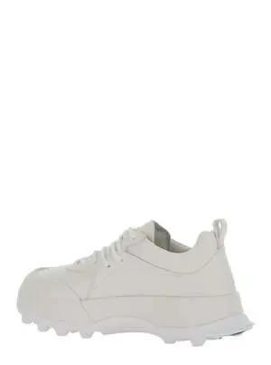 JIL SANDER Orb' White Low Top Sneakers With Cleated Sole In Leather - Multicolor