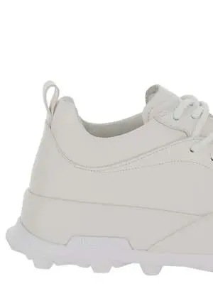 JIL SANDER Orb' White Low Top Sneakers With Cleated Sole In Leather - Multicolor