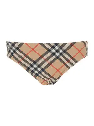 Burberry Beige Speedo With Check Motif In Polyamide
