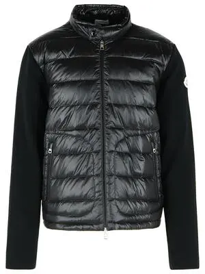 Moncler Padded Wool Cardigan With Zip - Black