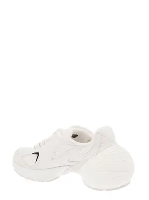 Givenchy Tk-mx' White Low Top Sneakers With Side Logo Print In Mesh And Faux Leather - Multicolor