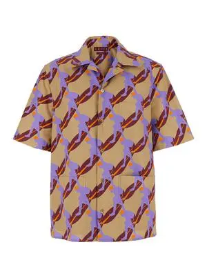 Gucci Bowling Shirt With Cuban Collar And All-over Print In Cotton - Multicolor