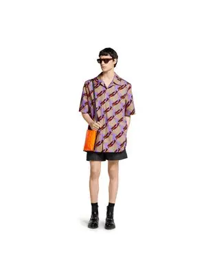 Gucci Bowling Shirt With Cuban Collar And All-over Print In Cotton - Multicolor