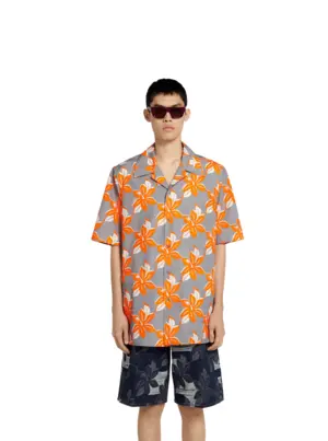 Gucci Bowling Shirt With Cuban Collar And All-over Floral Print In Cotton - Multicolor