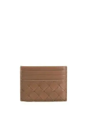 Bottega Veneta Intrecciato Credit Card Holder - Brown