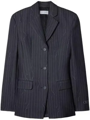 Off-White Pinstriped Blazer - Gray
