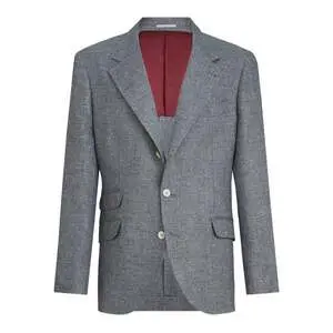 Brunello Cucinelli Silk Blend Tailored Blazer - Gray