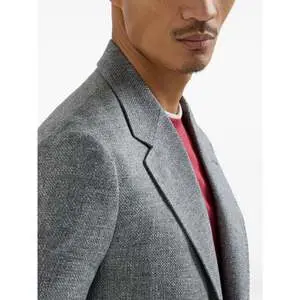 Brunello Cucinelli Silk Blend Tailored Blazer - Gray