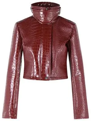 Sportmax Sultan Crop Jacket In Alligator Print Patent Leather - Multicolor