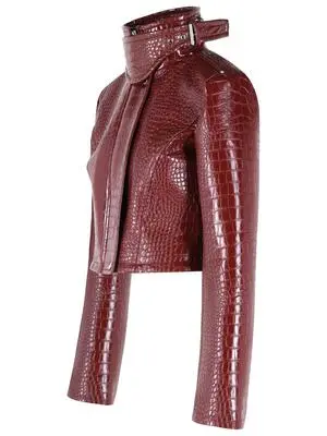 Sportmax Sultan Crop Jacket In Alligator Print Patent Leather - Multicolor
