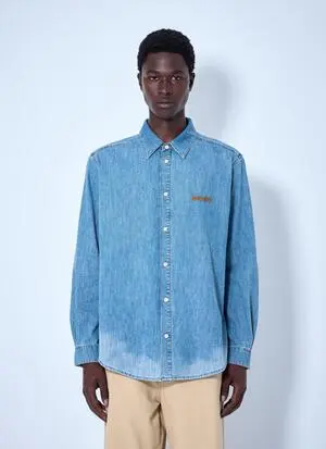 Miu Miu Chambray Logo Embroidered Shirt - Blue