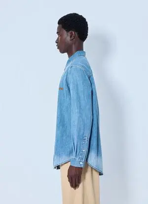 Miu Miu Chambray Logo Embroidered Shirt - Blue