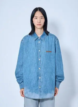 Miu Miu Chambray Logo Embroidered Shirt - Blue