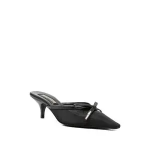 Miu Miu Pointed Toe Bow Detail Shoes - Black