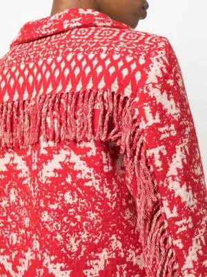 FORTE_FORTE Graphic-print Fringe-detail Jacket