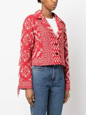 FORTE_FORTE Graphic-print Fringe-detail Jacket