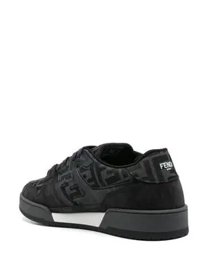 Fendi Ff Jacquard And Suede Match Sneakers - Gray
