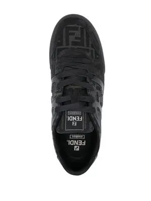 Fendi Ff Jacquard And Suede Match Sneakers - Gray