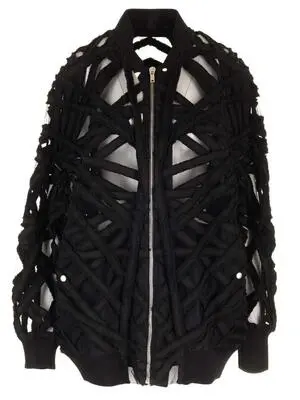 Rick Owens Cropped Denim And Tulle Jacket