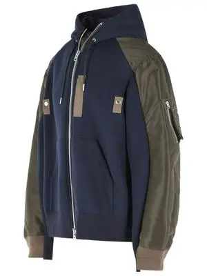Sacai Navy Cotton And Khaki Blend Sweatshirt