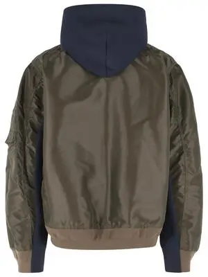 Sacai Navy Cotton And Khaki Blend Sweatshirt