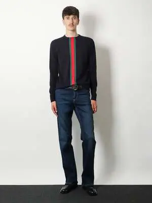 Gucci Denim Jeans With Nastro Web Profiles