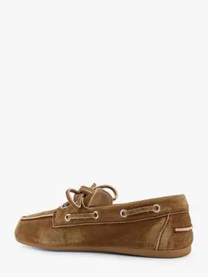 Miu Miu Suede Loafers With Embossed Logo - Multicolor