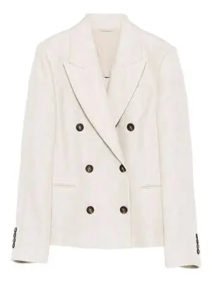 Brunello Cucinelli Linen Double-breasted Jacket - Multicolor