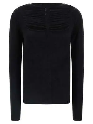 Rick Owens Wool Blend Cut-out Top - Black