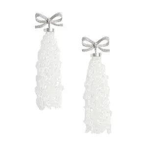 SELF-PORTRAIT Bow Beaded Waterfall Earrings - Silver